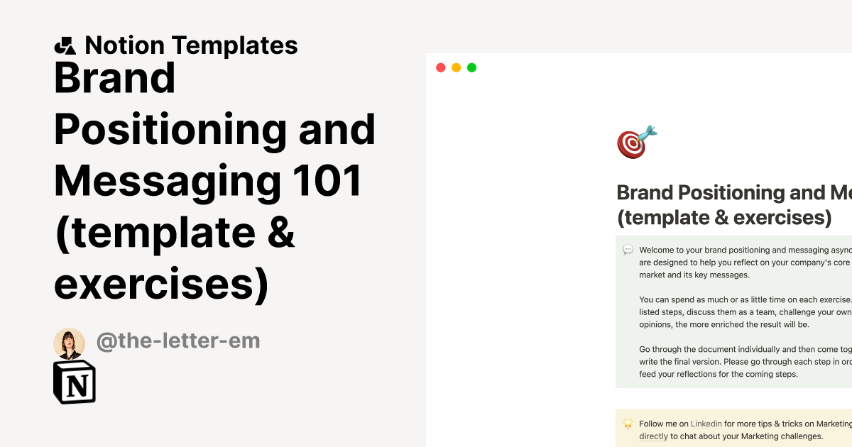 Brand Positioning and Messaging 101 (template & exercises) Template by ...