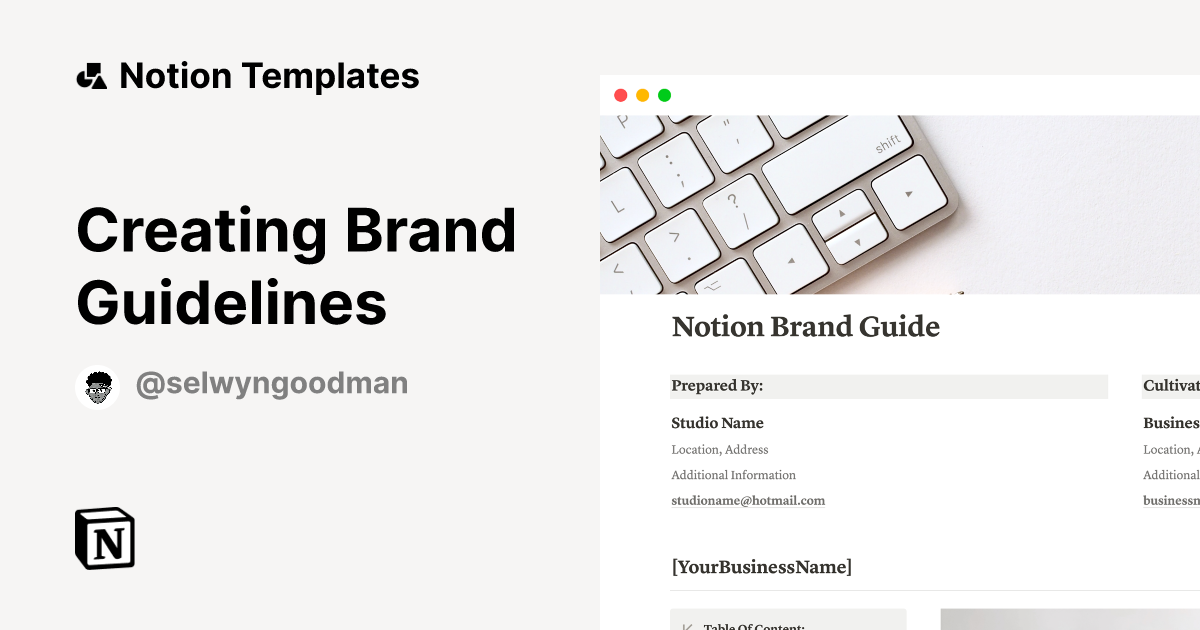 Creating Brand Guidelines Template | Notion Marketplace