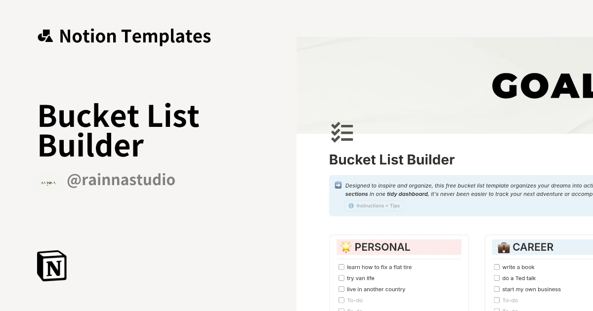 Bucket List Builder Template | Notion Marketplace