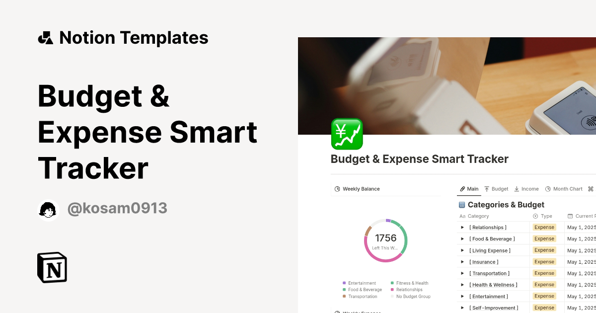 Budget & Expense Smart Tracker Template | Notion Marketplace