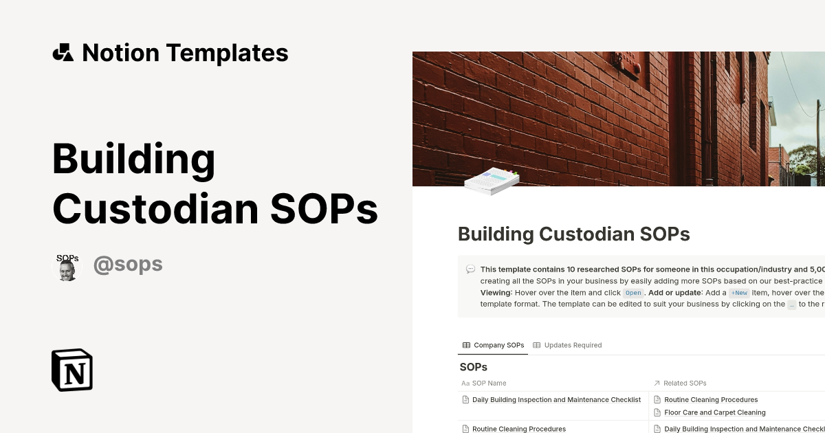 Building Custodian SOPs Template by SOPs | Notion Marketplace