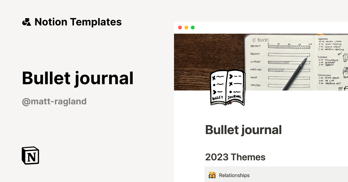 Bullet journal Template | Notion Marketplace
