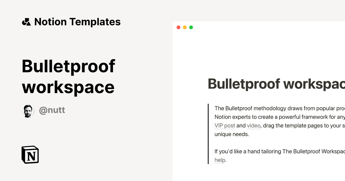 Bulletproof workspace Template by William Nutt | Notion Marketplace