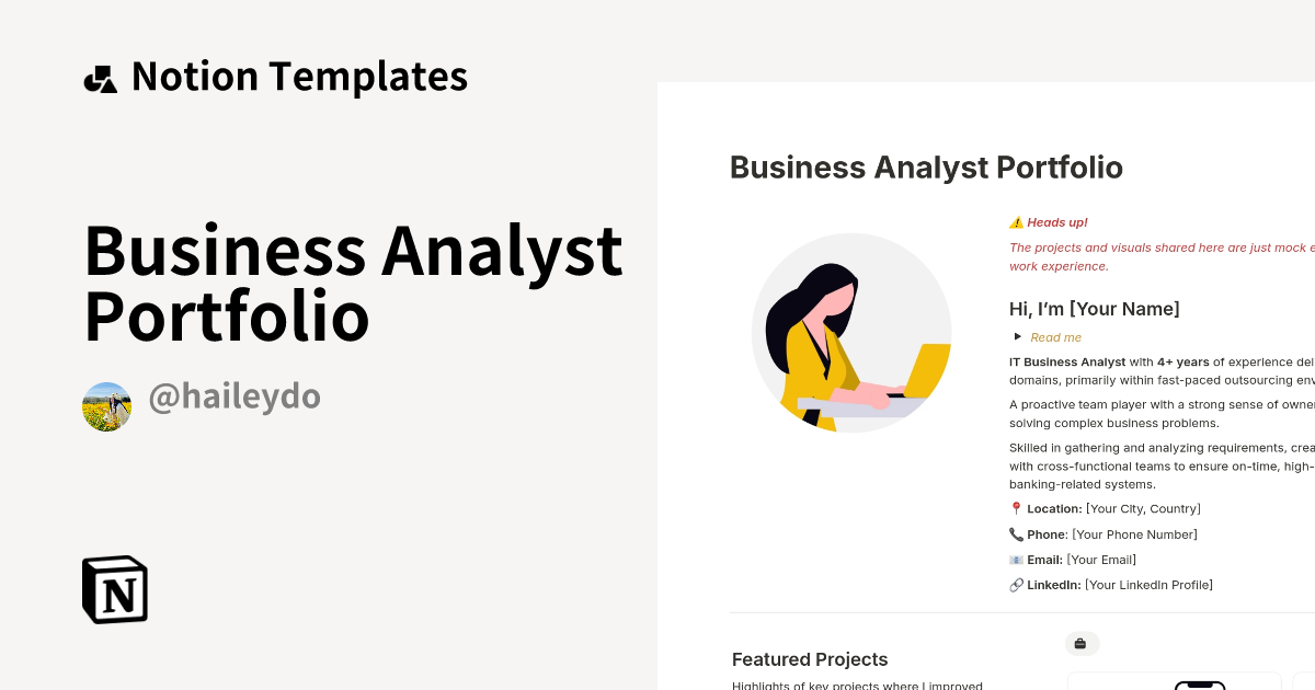 Business Analyst Portfolio Template | Notion Marketplace
