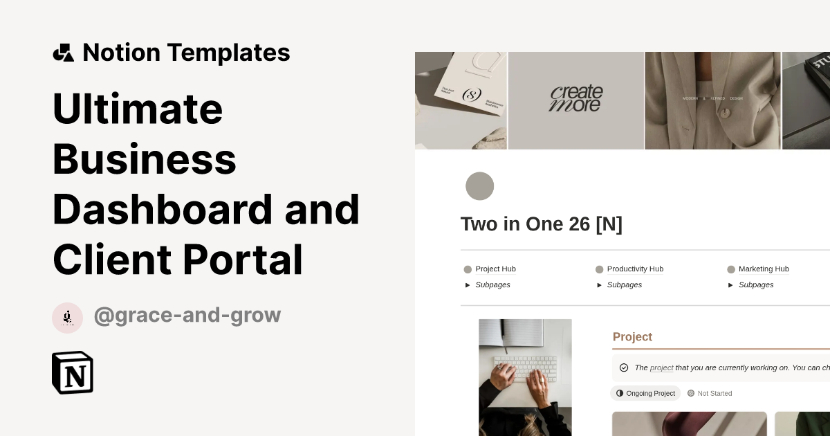 Ultimate Business Dashboard and Client Portal Template by Grace and Grow | Notion Marketplace