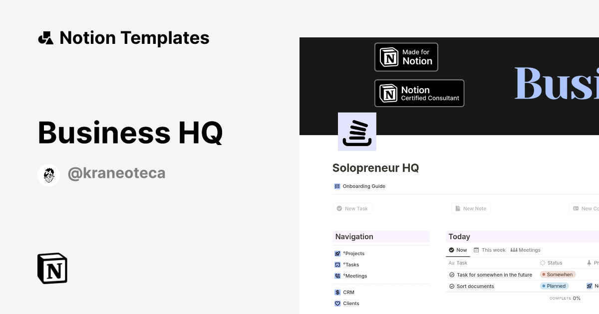Business HQ Template | Notion Marketplace