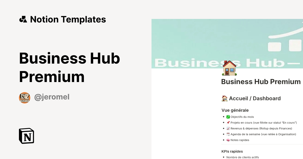 Business Hub Premium Template by Jérome | Notion Marketplace
