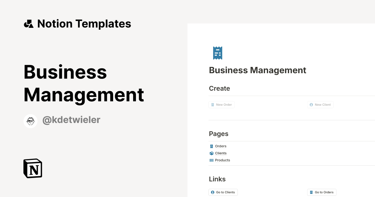 Business Management Template by Keith D | Notion Marketplace