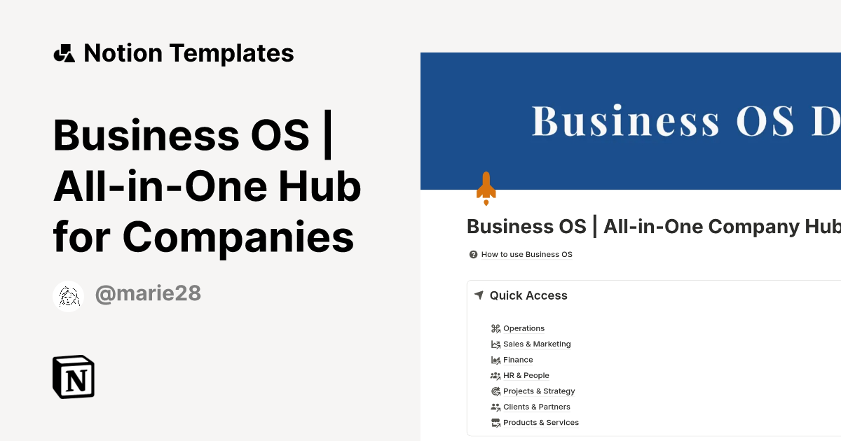 Business OS | All-in-One Hub for Companies Template by marie | Notion ...