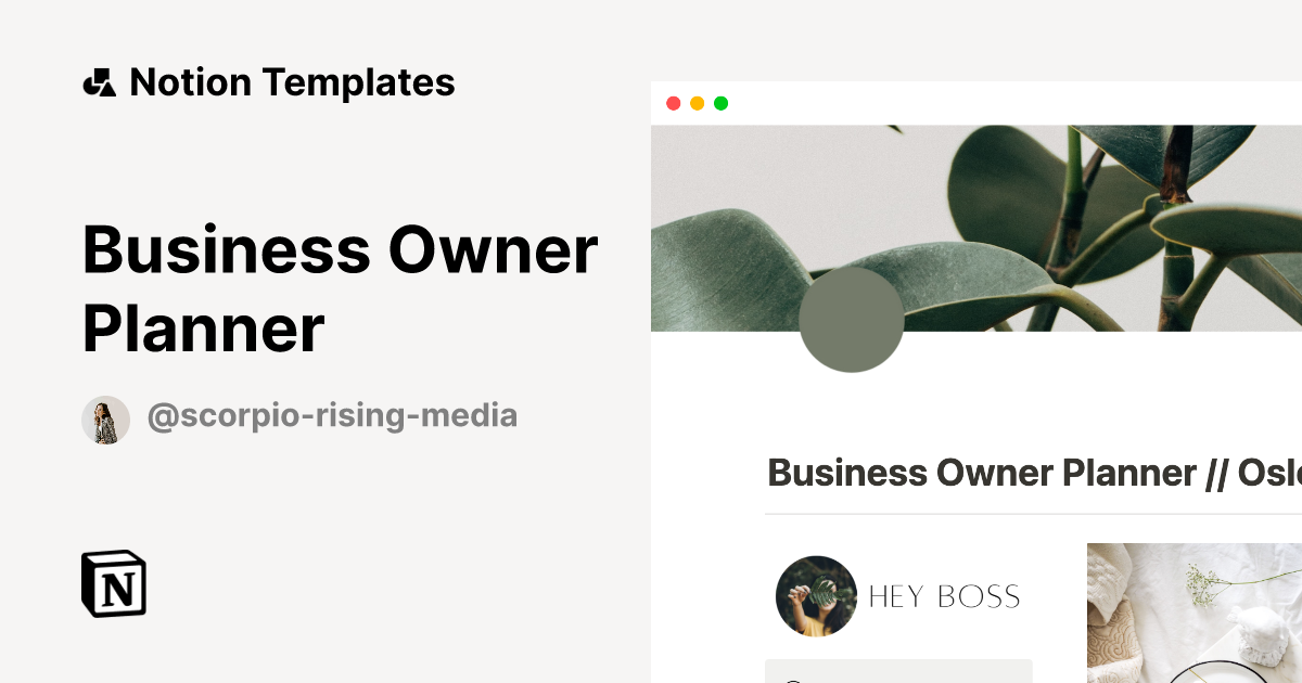 Business Owner Planner Template | Notion Marketplace