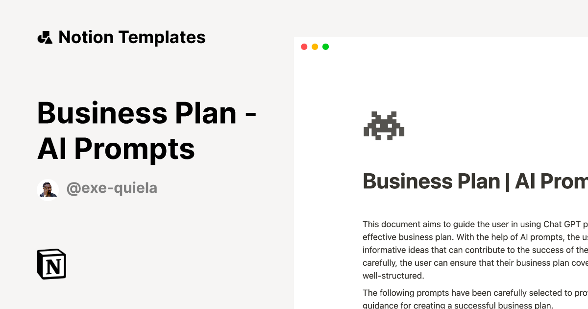 Business Plan - AI Prompts Template | Notion Marketplace