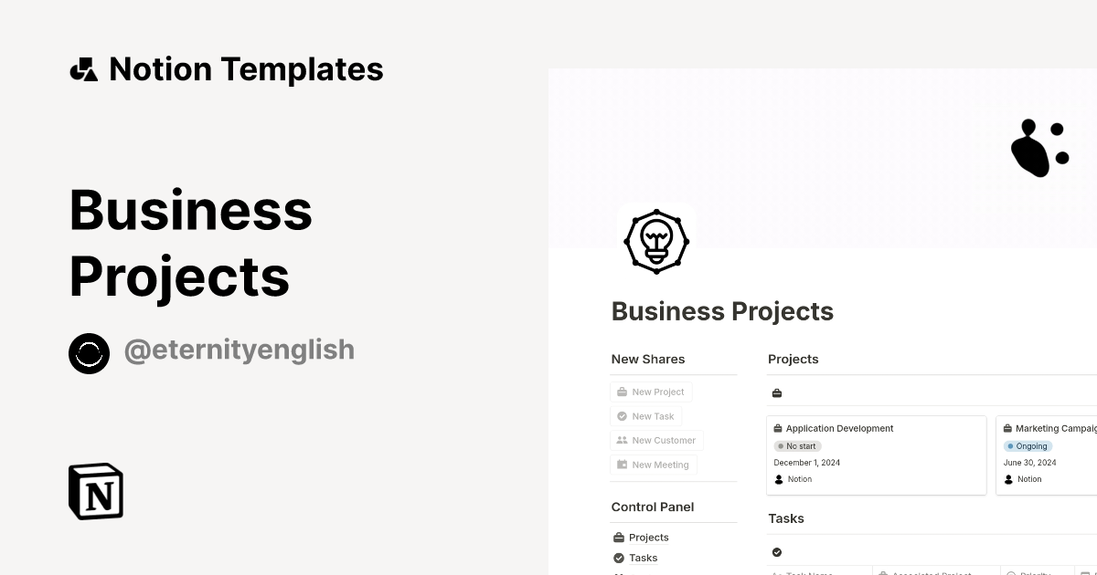 Business Projects Template by Eternity | Notion Marketplace
