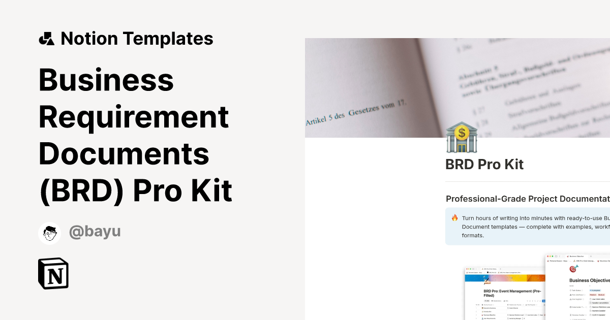 Business Requirement Documents (BRD) Pro Kit Template | Notion Marketplace