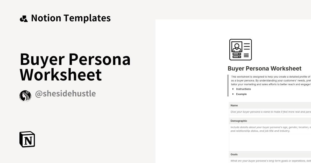 Buyer Persona Worksheet Template | Notion Marketplace