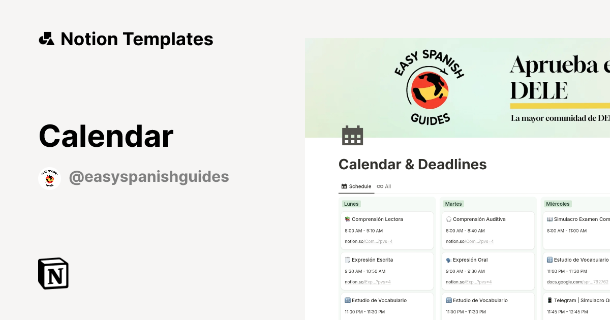 Calendar Template | Notion Marketplace
