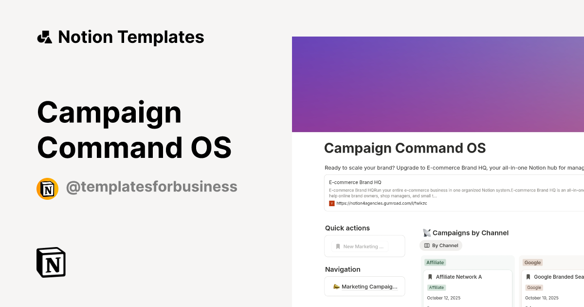 Campaign Command OS Template by Templates for business | Notion Marketplace