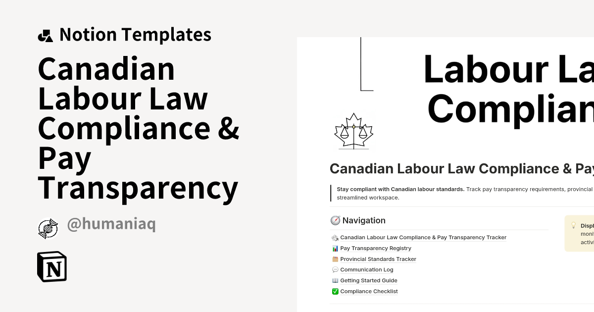 Canadian Labour Law Compliance & Pay Transparency Template | Notion ...