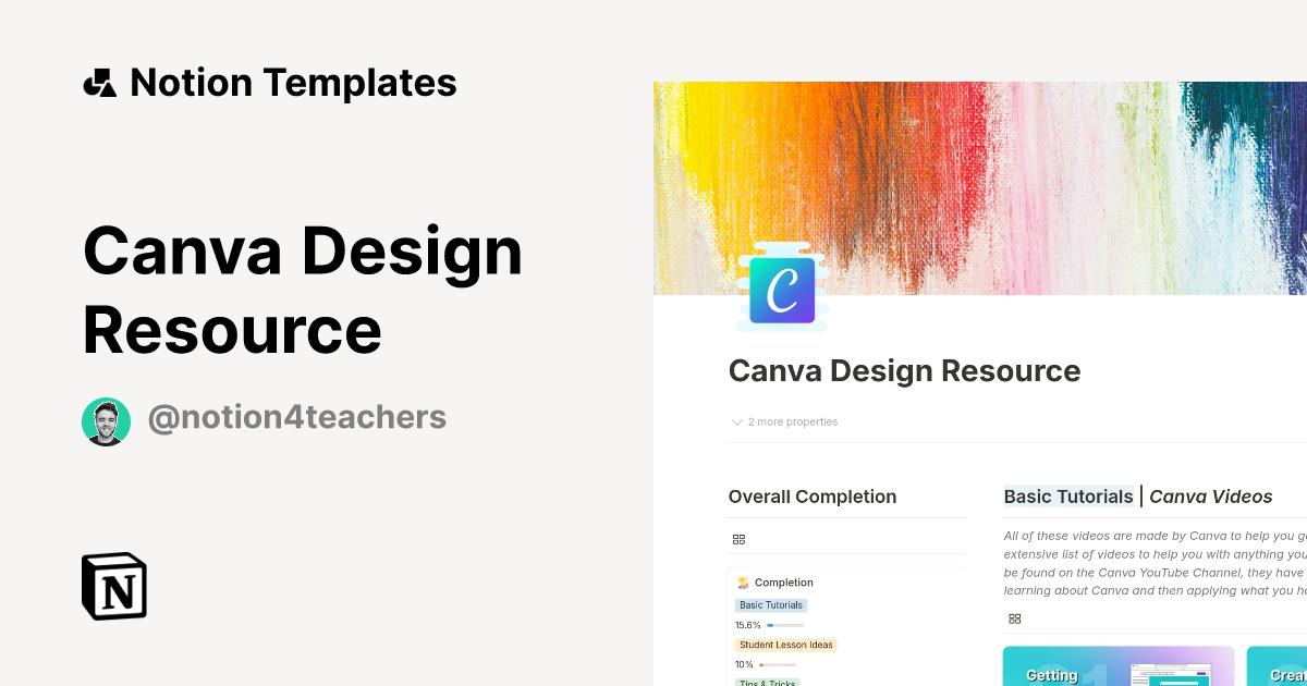 Canva Design Resource Template by Milo | Notion4Teachers | Notion Marketplace