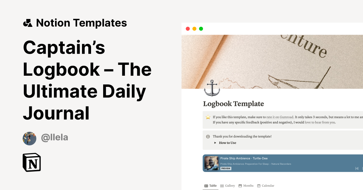 Captain’s Logbook – The Ultimate Daily Journal Template | Notion ...