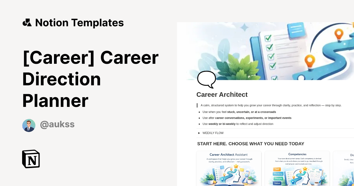 [Career] Career Direction Planner Template | Notion Marketplace