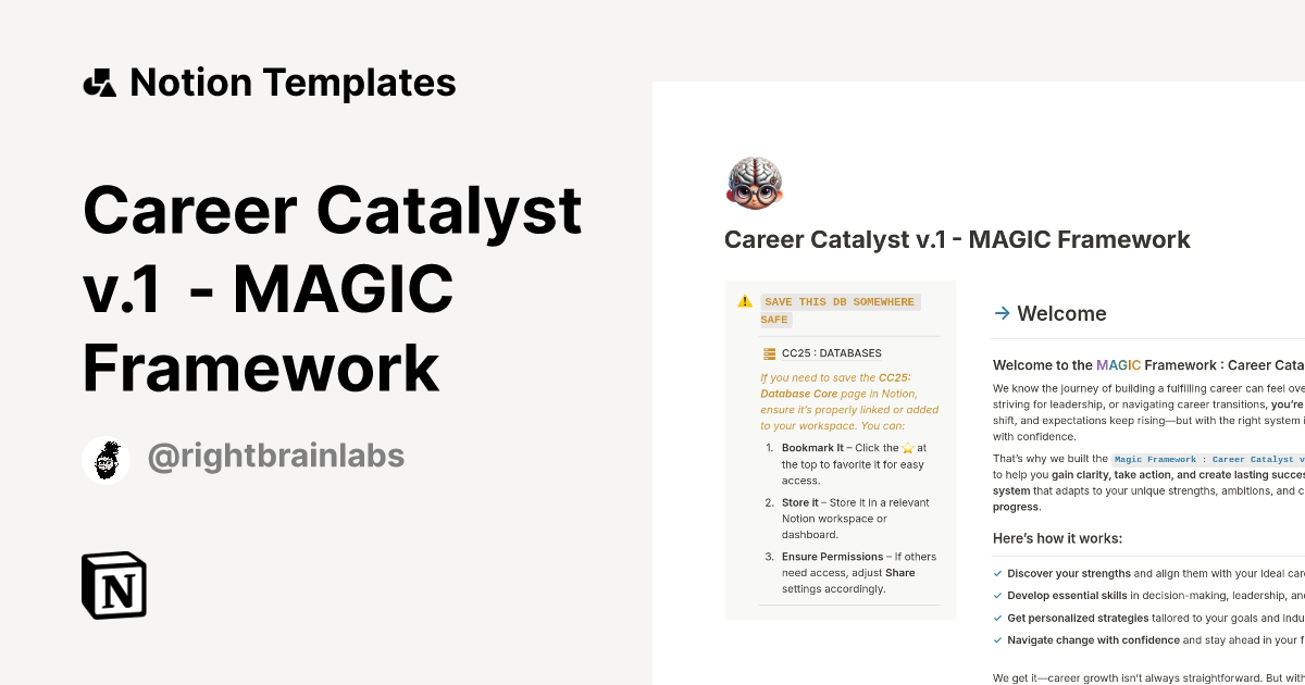 Career Catalyst v.1 - MAGIC Framework Template | Notion Marketplace