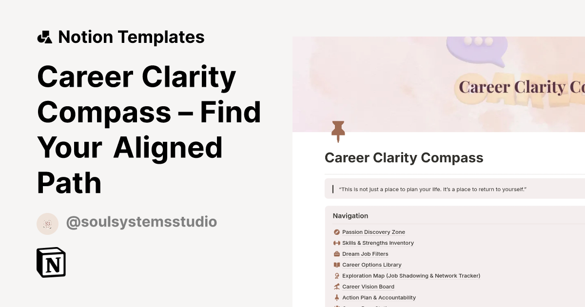 Career Clarity Compass – Find Your Aligned Path Template | Notion ...