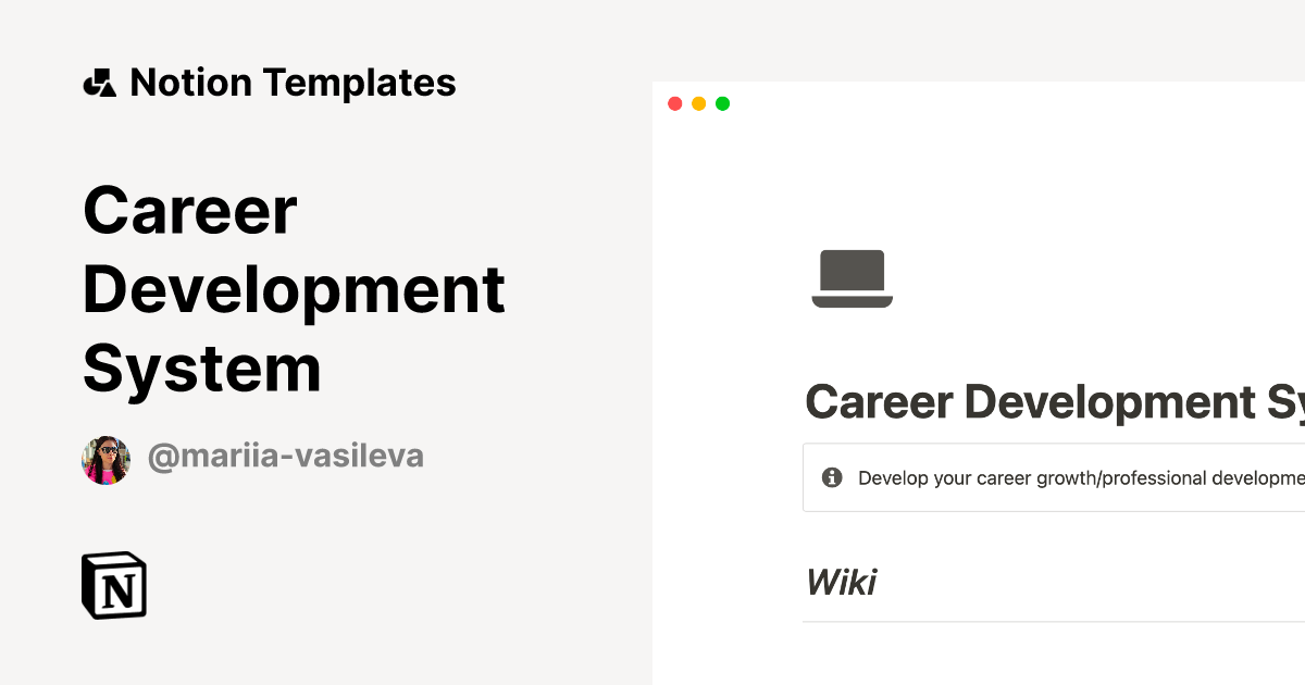 Career Development System Template by Mariia Vasileva | Notion Marketplace