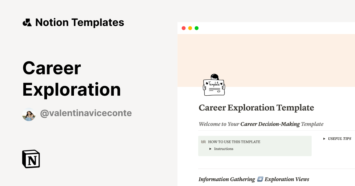 Career Exploration Template by Valentina Viceconte | Notion Marketplace