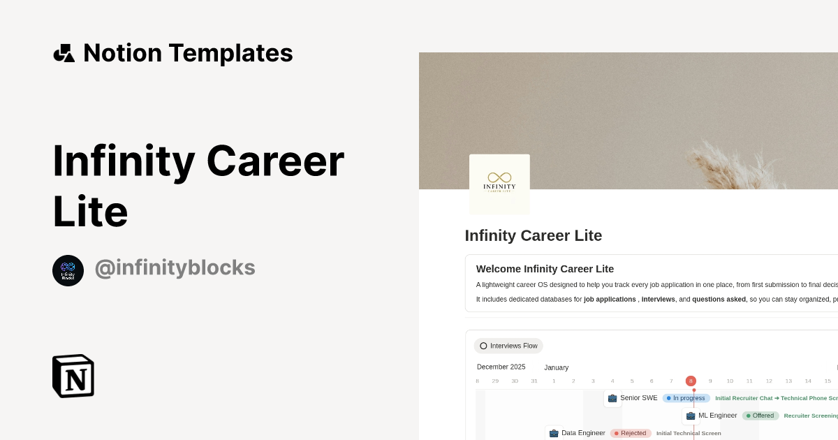 Infinity Career Lite Template by Infinity Blocks | Notion Marketplace