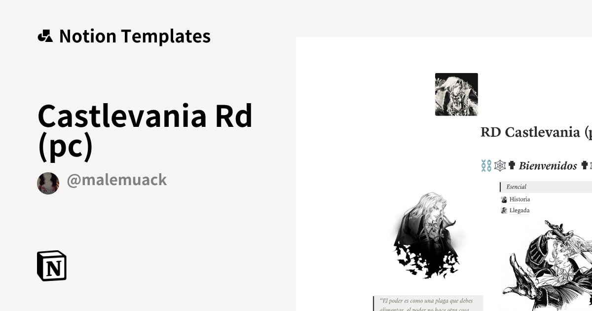 Castlevania Rd (pc) Template | Notion Marketplace