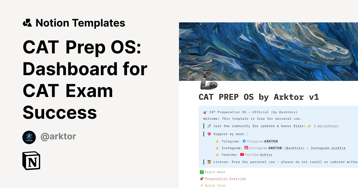 CAT Prep OS: Dashboard for CAT Exam Success Template | Notion Marketplace