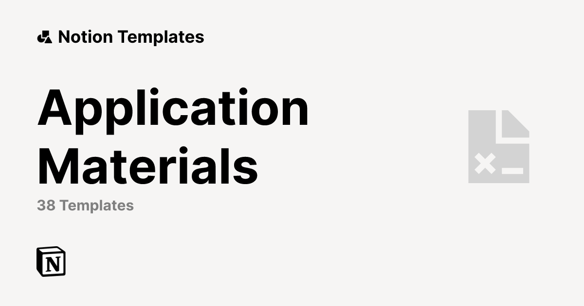 Free Application Materials Templates from Notion | Notion Marketplace