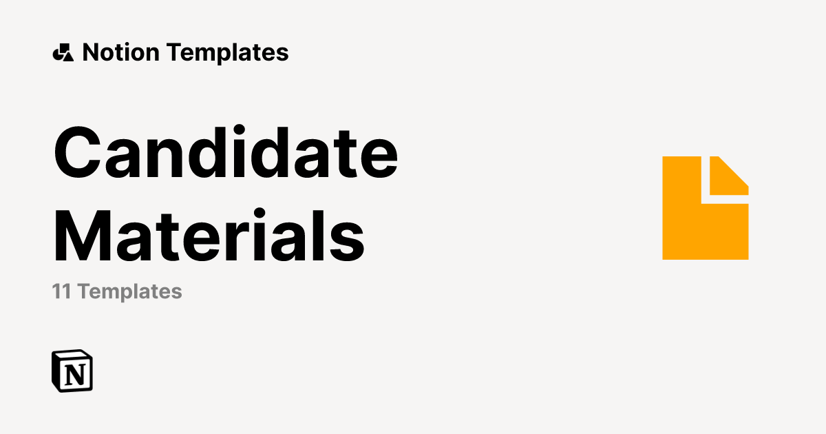 Candidate Material Templates | Notion Marketplace