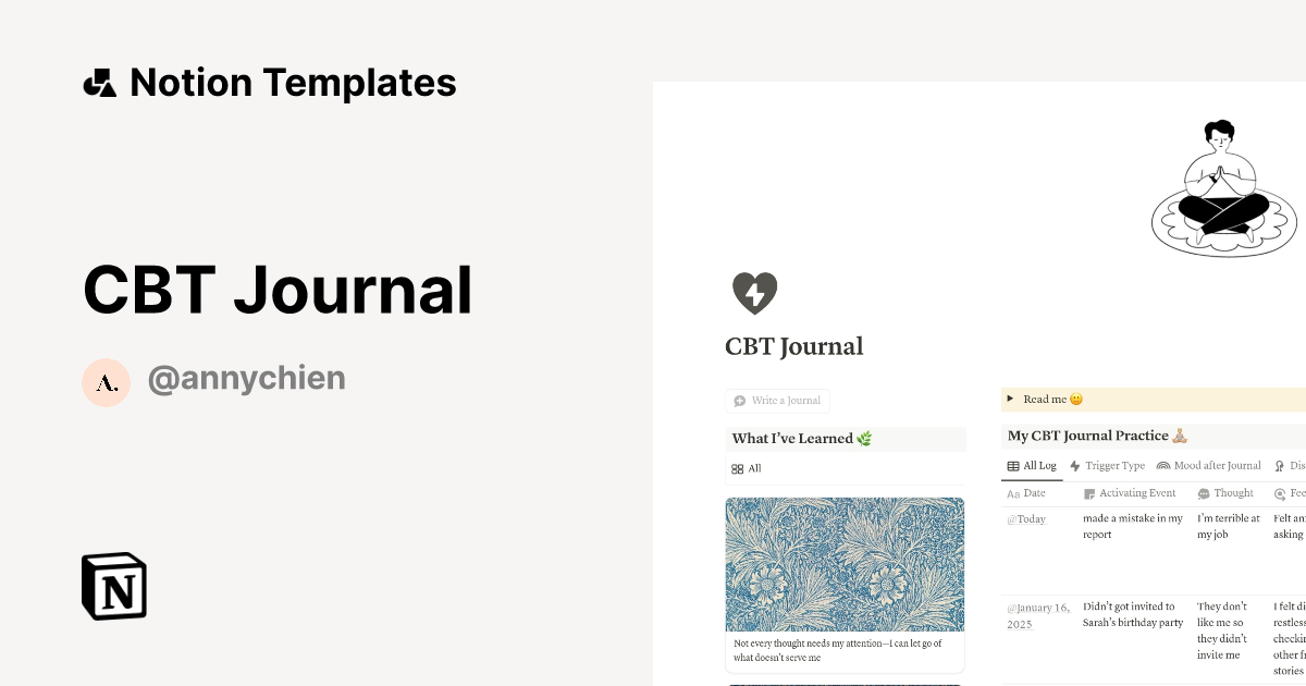 CBT Journal Template by Anny Chien | Notion Marketplace