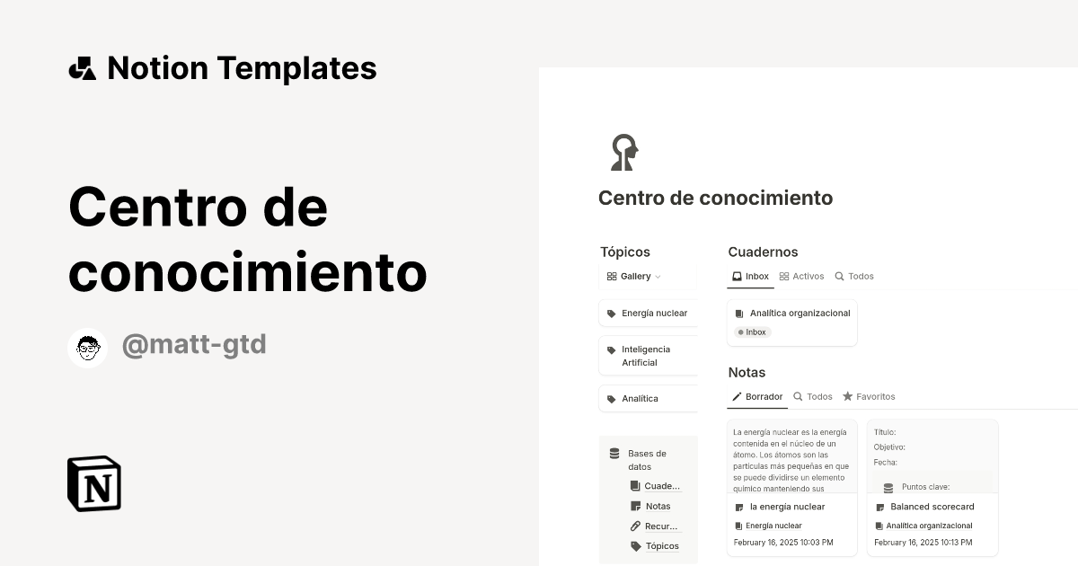 Centro de conocimiento Template by matt | Notion Marketplace