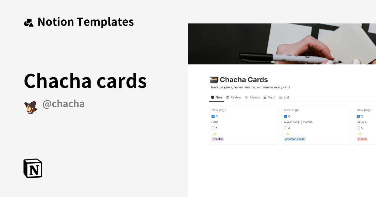 Chacha cards Template by Chacha | Notion Marketplace