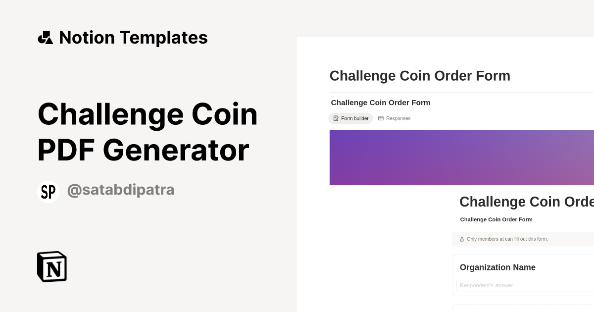 Challenge Coin PDF Generator Template | Notion Marketplace