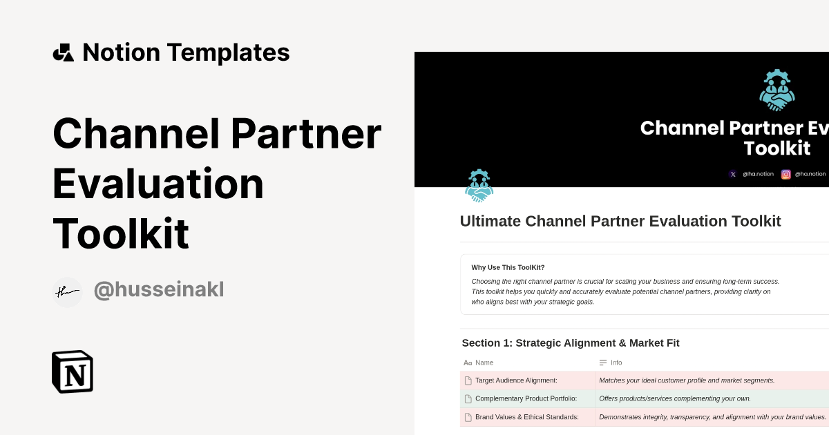 Channel Partner Evaluation Toolkit Template | Notion Marketplace