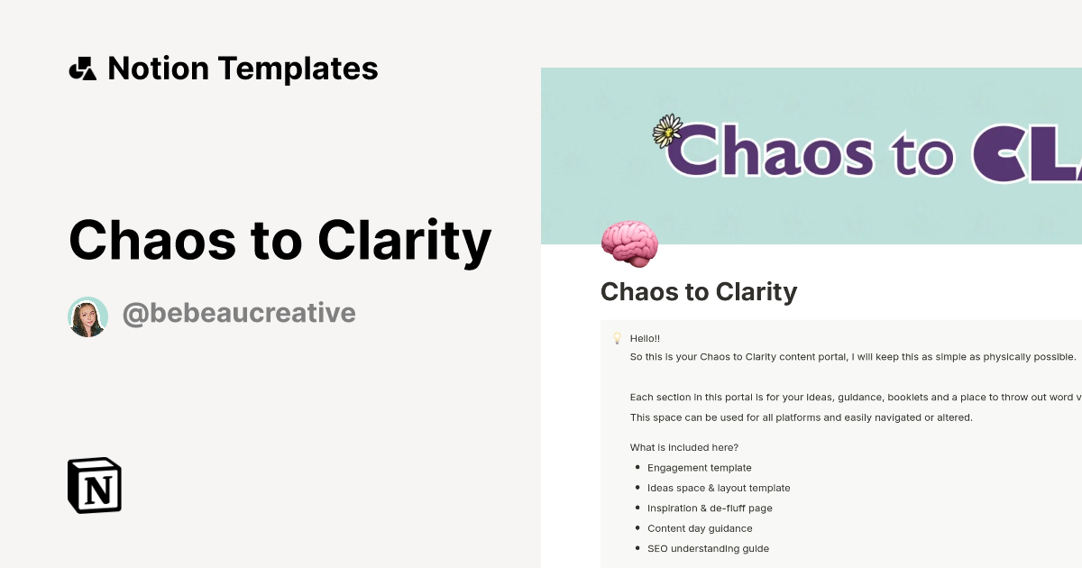 Chaos to Clarity Template | Notion Marketplace