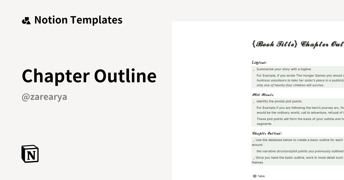Chapter Outline Template | Notion Marketplace