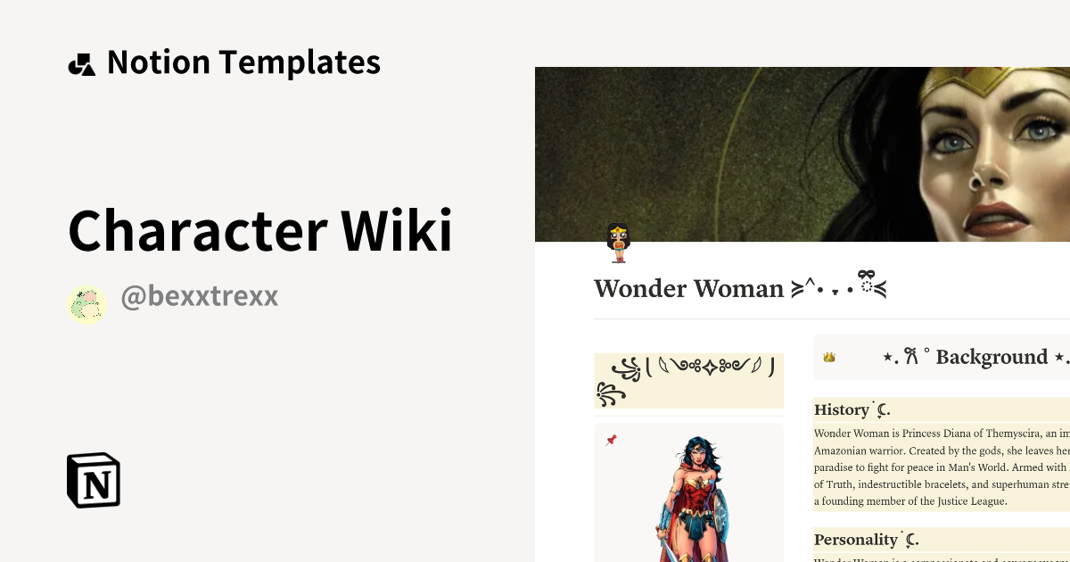 Character Wiki Template | Notion Marketplace