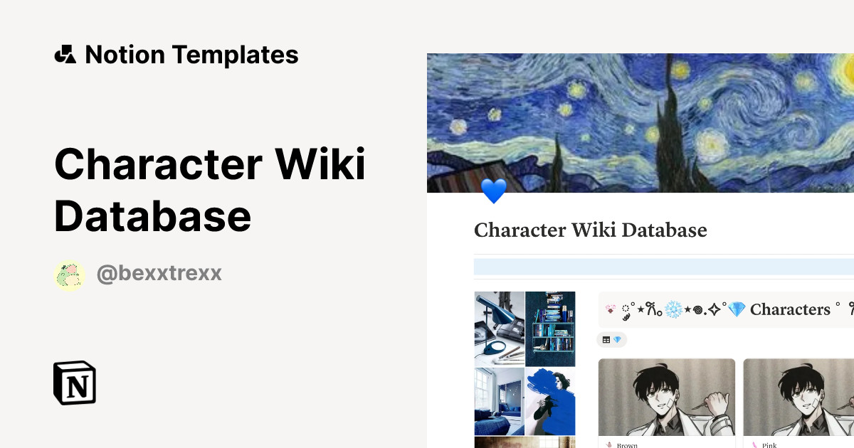 Character Wiki Database Template by BexxTrexx | Notion Marketplace