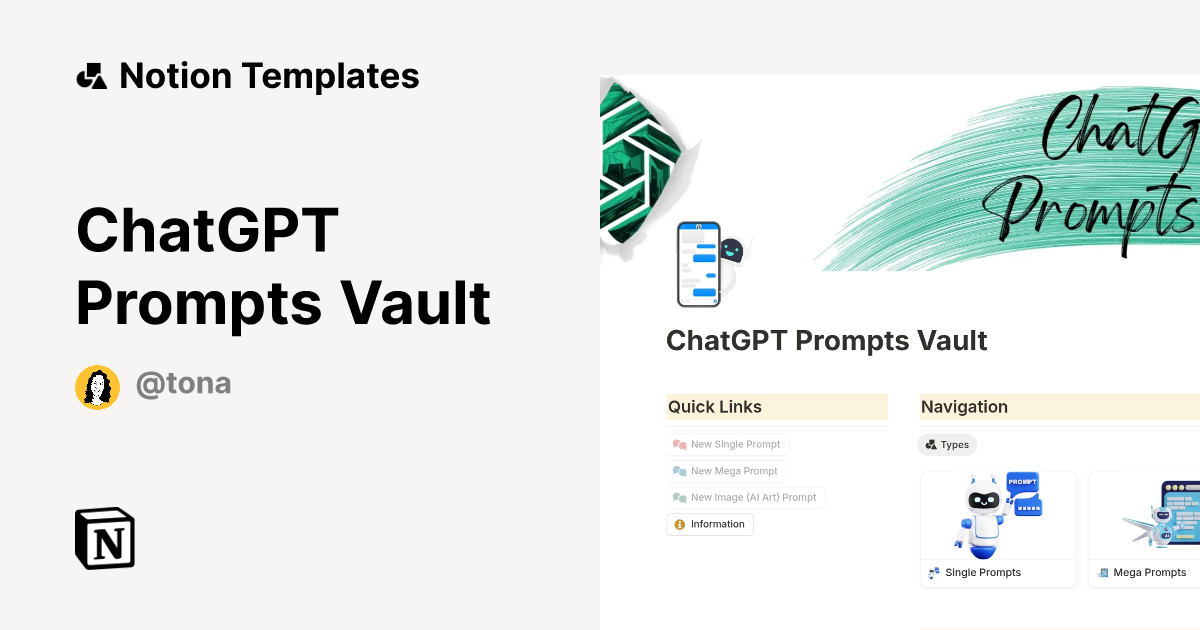 ChatGPT Prompts Vault Template | Notion Marketplace