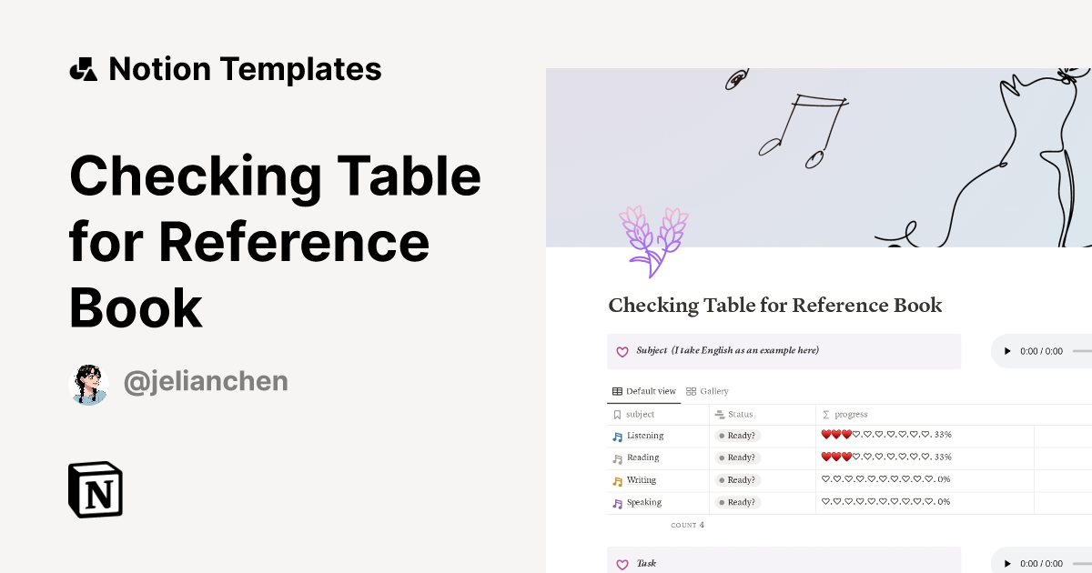 Checking Table for Reference Book Template | Notion Marketplace