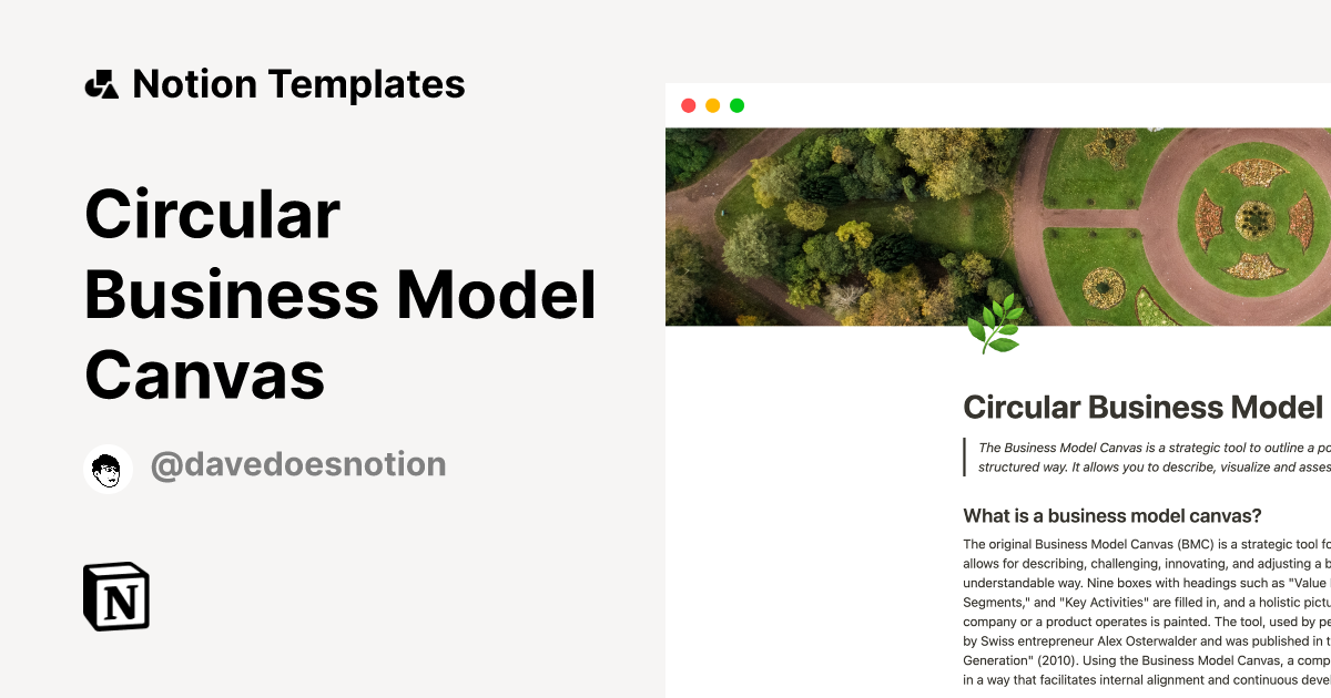 Circular Business Model Canvas Template by DaveDoesNotion | Notion ...