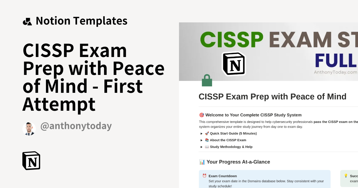 CISSP Exam Prep with Peace of Mind - First Attempt Template | Notion ...