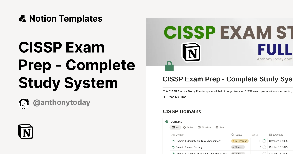 CISSP Study Plan Template | Notion Marketplace