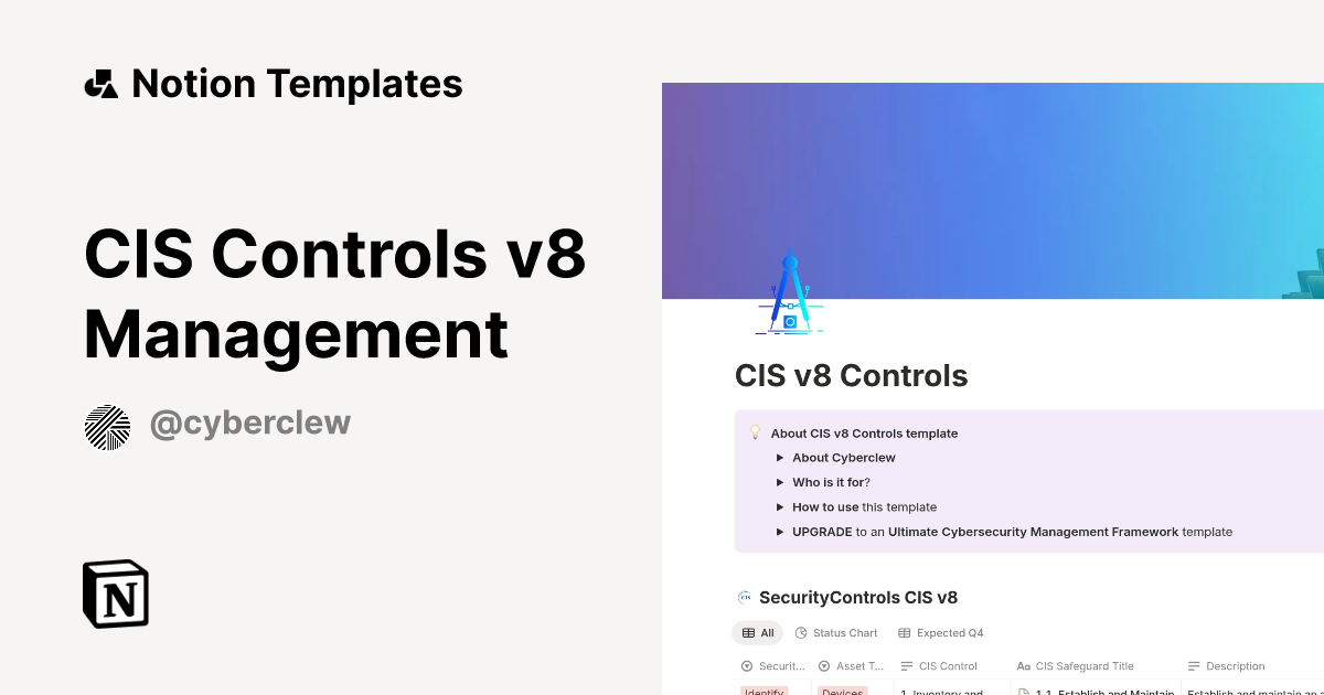 CIS Controls v8 Management Template by Cyberclew - Beyond Compliance | Notion Marketplace