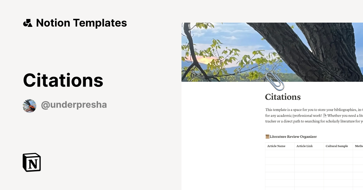 Citations Template by Prisha | Notion Marketplace