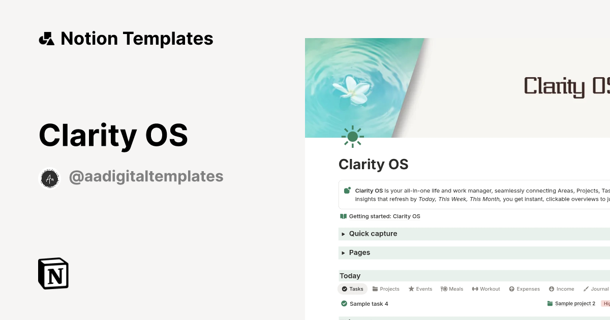 Clarity OS Template by AA Digital templates | Notion Marketplace